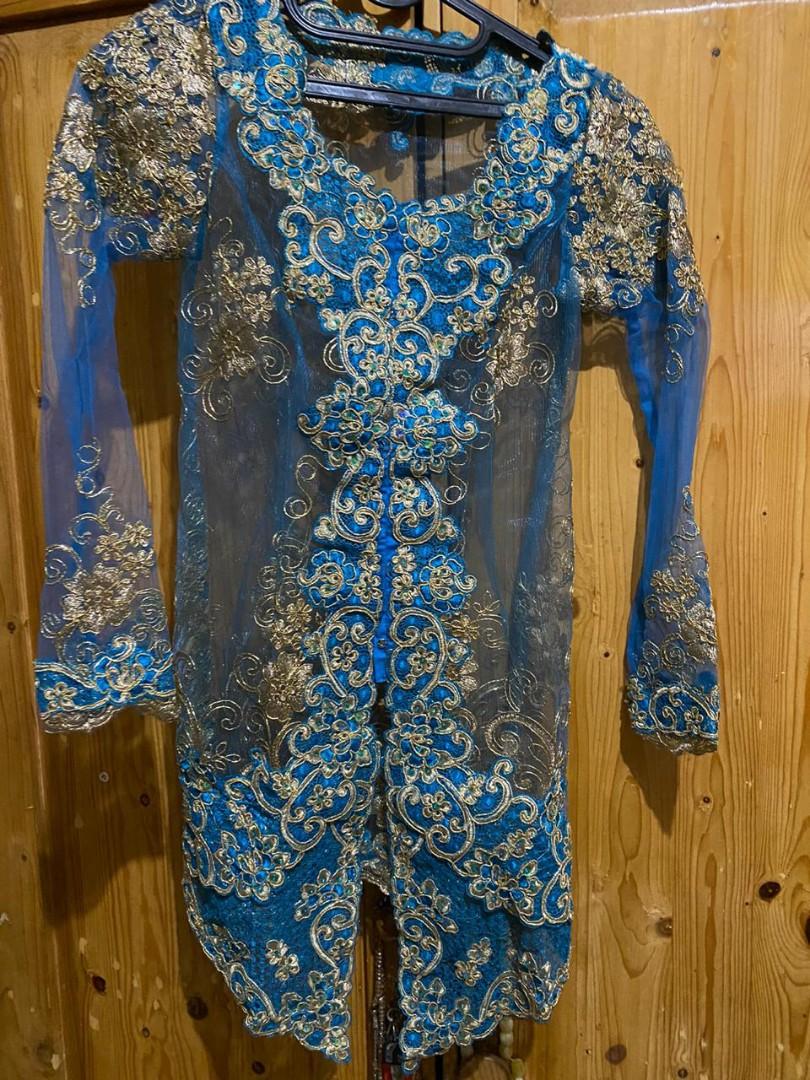 Kebaya Modern Biru, Fesyen Wanita, Pakaian Wanita, Atasan di Carousell