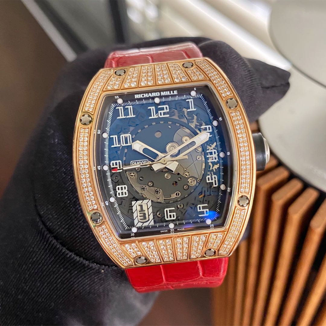 Richard Mille RM005 Rose gold Diamond bezel, Luxury, Watches on Carousell