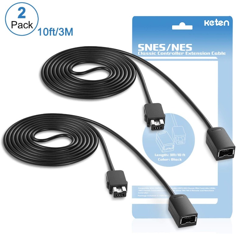 SNES Classic Mini Extension Cable 3M / 10ft, Keten Super Nintendo NES ...