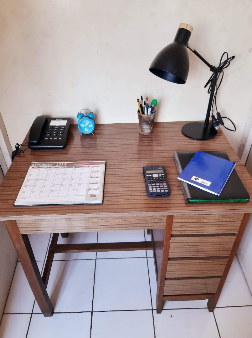 Wooden Office Table w/ 5 Drawers, Furniture & Home Living, Furniture ...