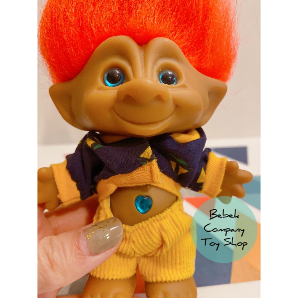 稀有異色版 愛心 1980 VTG Troll Doll Gem trolls 橘色頭髮 醜娃 巨魔娃娃 幸運小子 寶石, 書籍、休閒與玩具 ...
