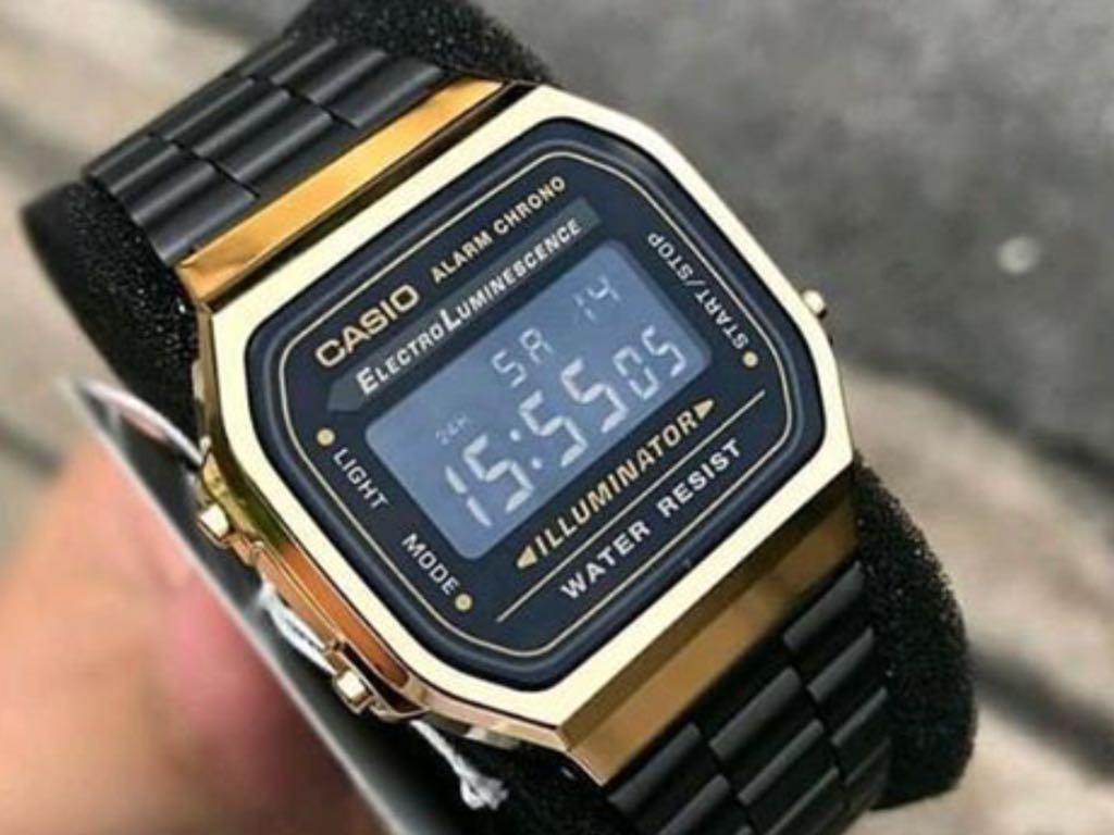 Casio Vintage Illuminator A168 Black Gold A168WEGB-1B Digital Watch ...