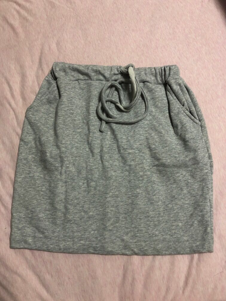 Comfy grey pull string skirt, Women's Fashion, Bottoms, Skirts on Carousell