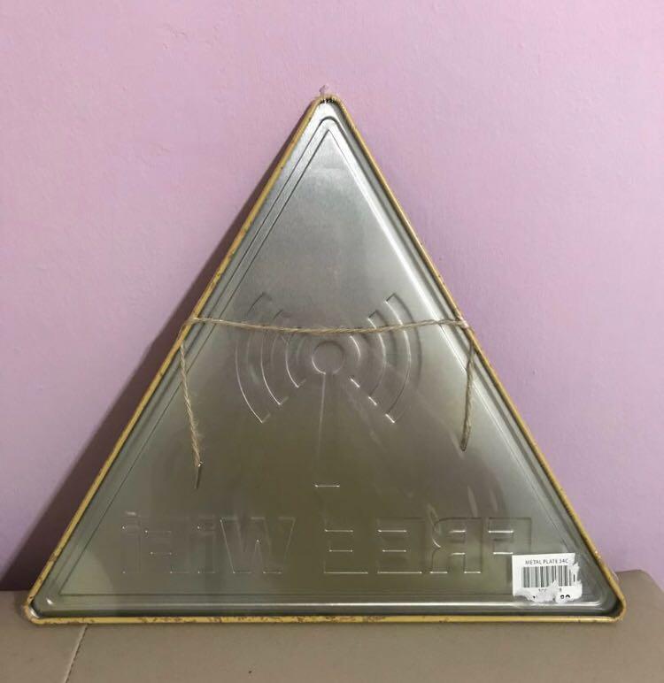 FREE WIFI Triangular Metal Plate, Furniture & Home Living, Furniture ...