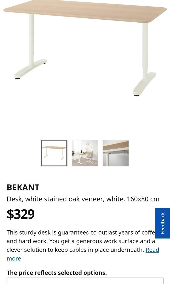 IKEA STUDY / OFFICE TABLE 160CM WIDTHX 80CM DEPTH X 70CM H, Furniture ...