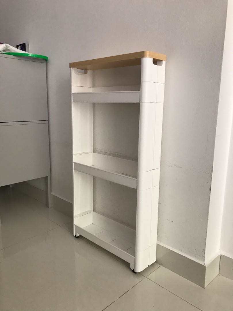 Very thin shelf with wheels, Furniture & Home Living, Furniture ...