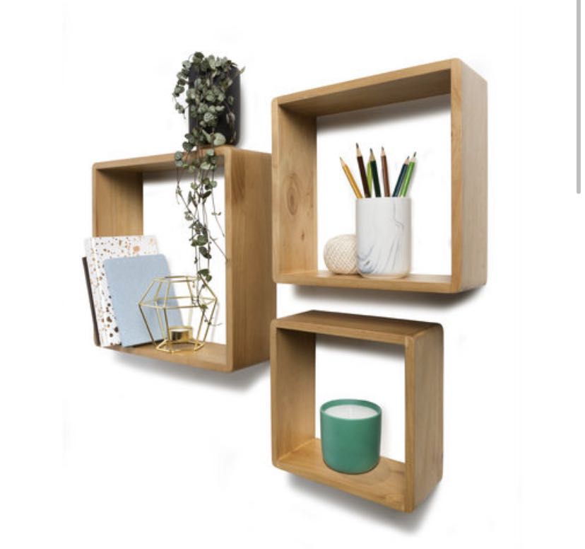 3 Square Wall Shelves, Furniture, Shelves & Drawers on Carousell