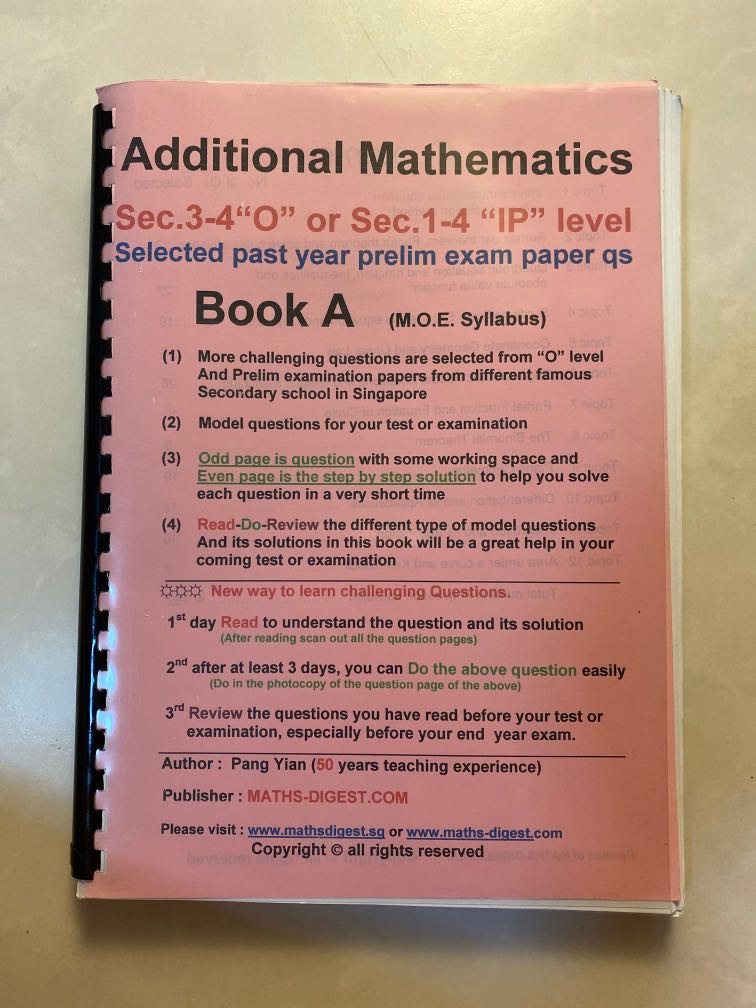 Additional Mathematics Book A, Hobbies & Toys, Books & Magazines ...