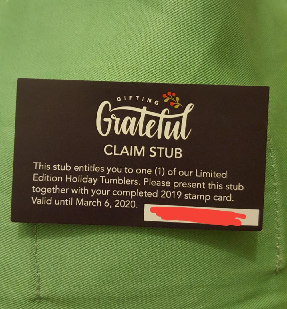 CBTL Limited Edition Holiday Tumbler Claim Stub, Tickets & Vouchers ...