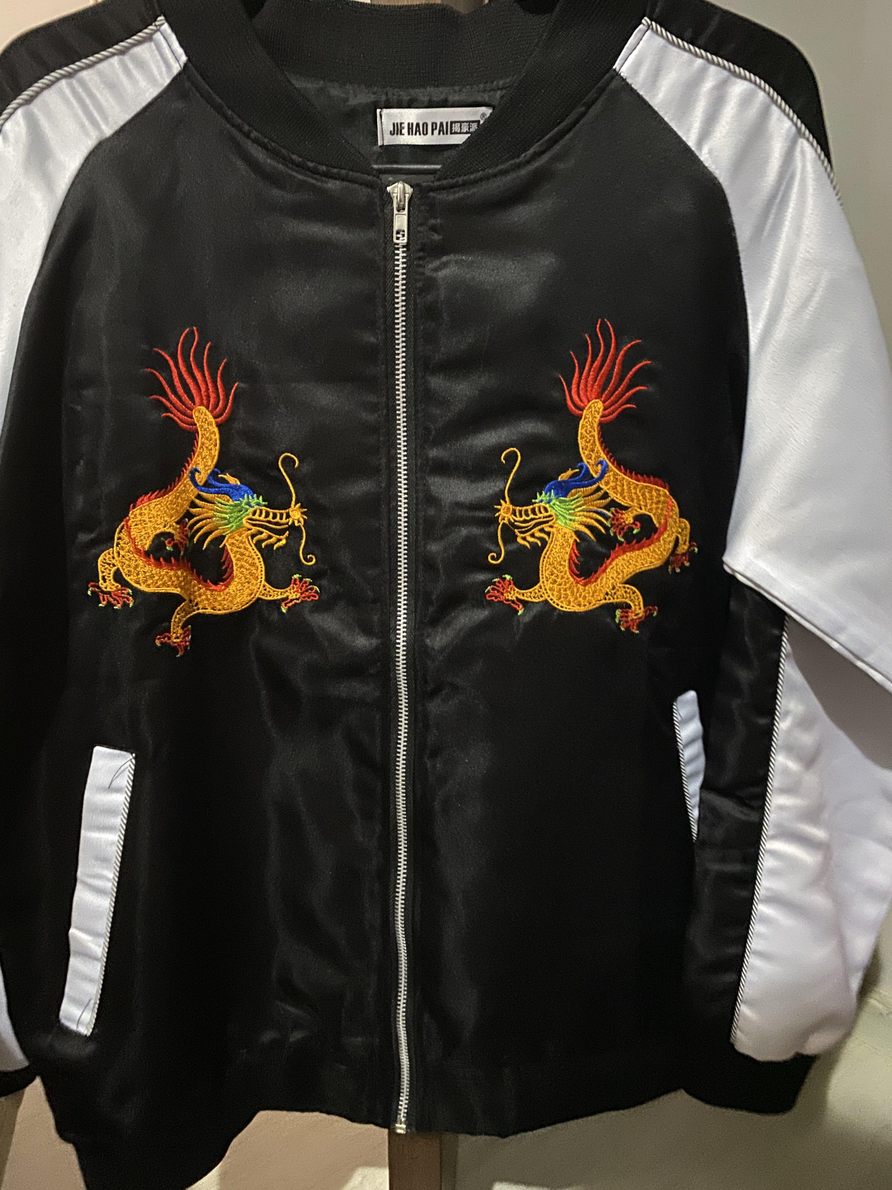 Embroidery Aesthetic Dragon Bomber Jacket, Men's Fashion, Coats ...