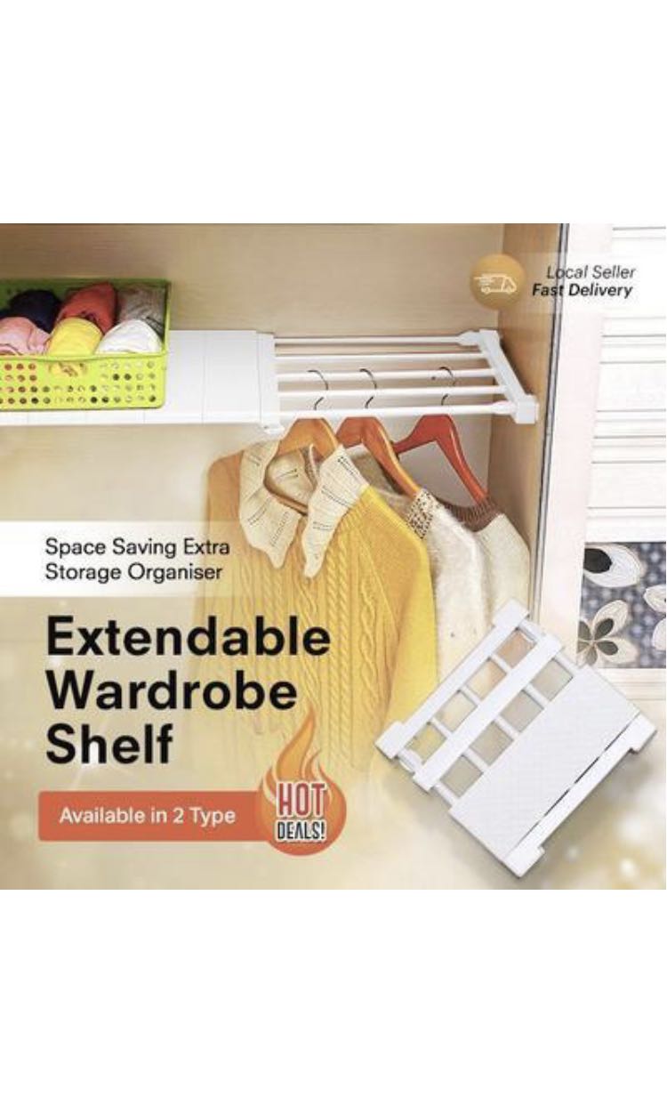 Extendable Wardrobe Shelf, Furniture & Home Living, Furniture, Shelves ...