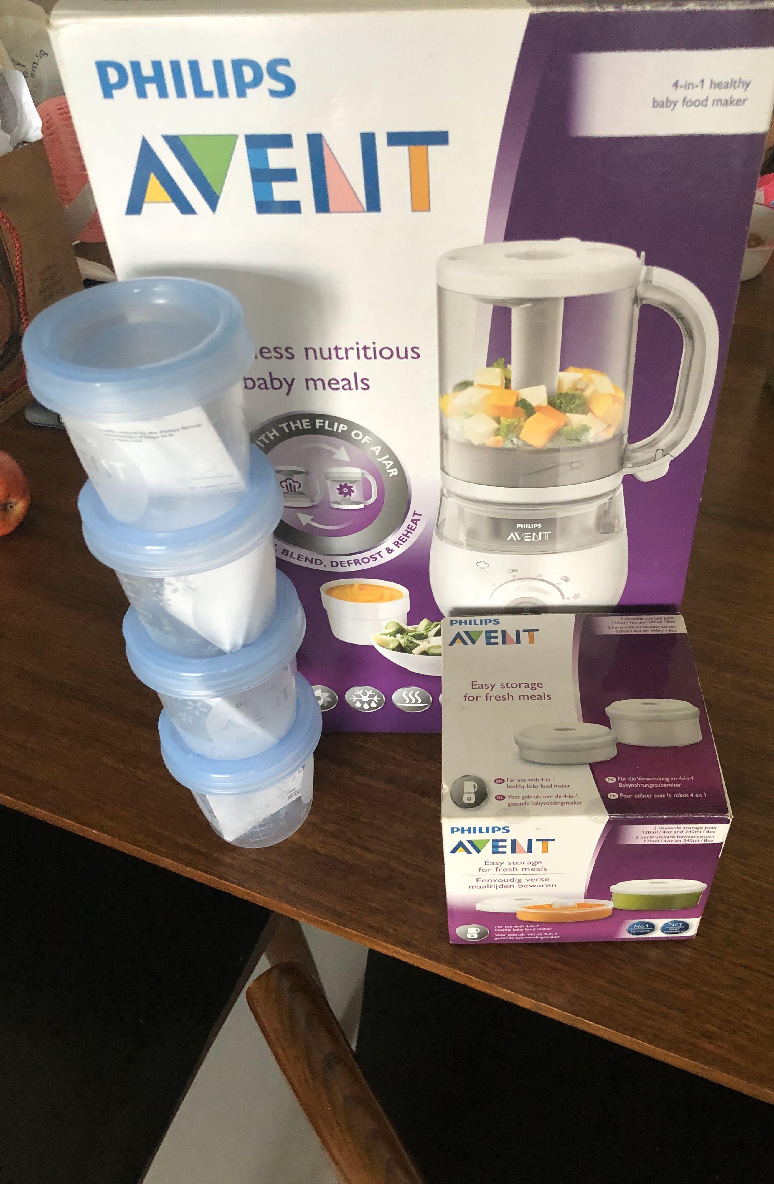 Philips Avent Blender Steamer + 2 x New fresh food containers + 4 x New ...