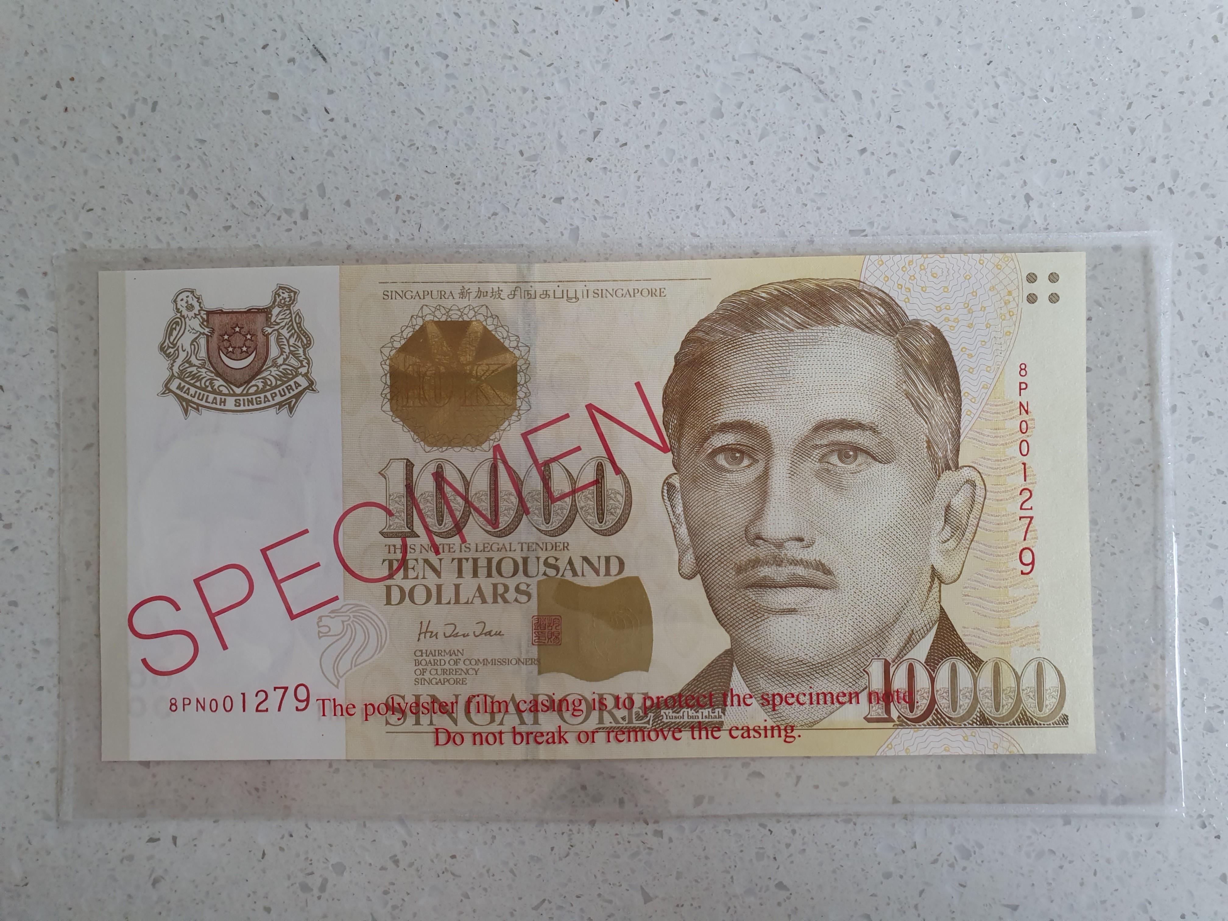 Singapore $10,000 specimen yusof ishak collectible note, Hobbies & Toys ...