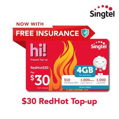 SingTel $30 RedHot Top-up - Pay $29 only, Mobile Phones & Gadgets ...