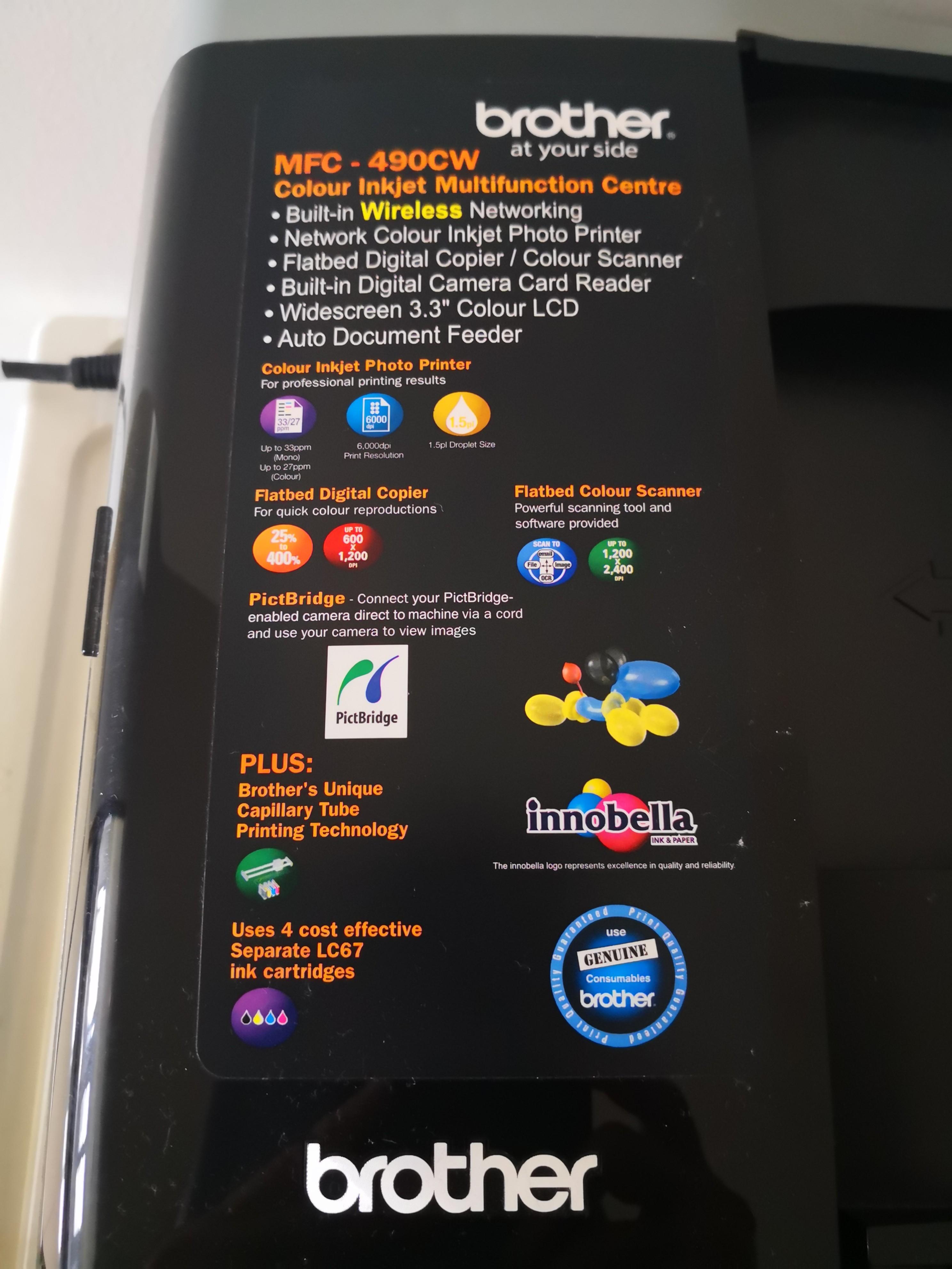 Wireless Brothers Printer MFC490CW with Autofeed, Computers & Tech ...