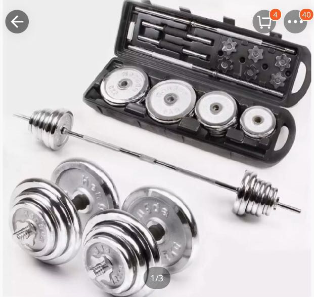 Chrome Barbell set 50 KG, Sports Equipment, Exercise & Fitness, Weights ...