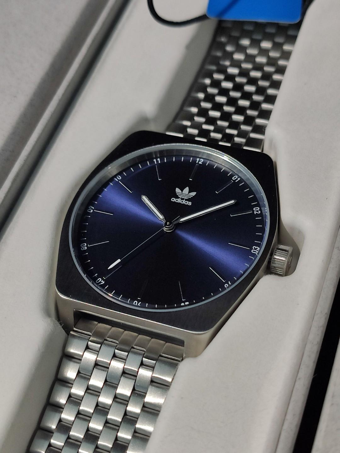 NIXON x Adidas PROCESS_M1 watch Silver Navy Sunray Blue Metal Stainless ...