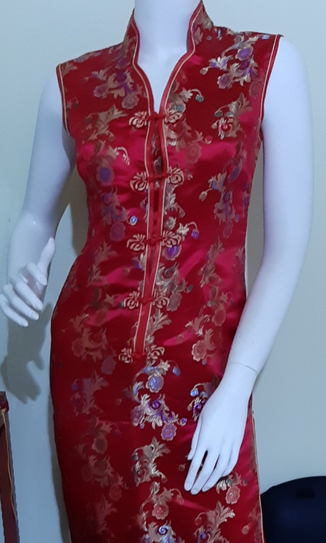 Red Cheongsam /Arthur Yen Toga Dress, Women's Fashion, Dresses & Sets ...