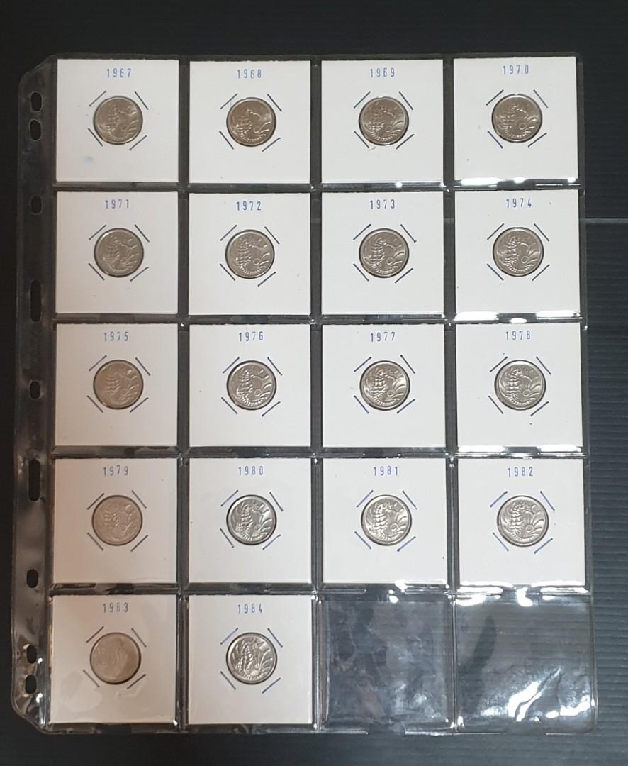 1967-1984, SINGAPORE 1ST SERIES COIN SET, 1 CENT TO 50 CTS, UNC/BU ...