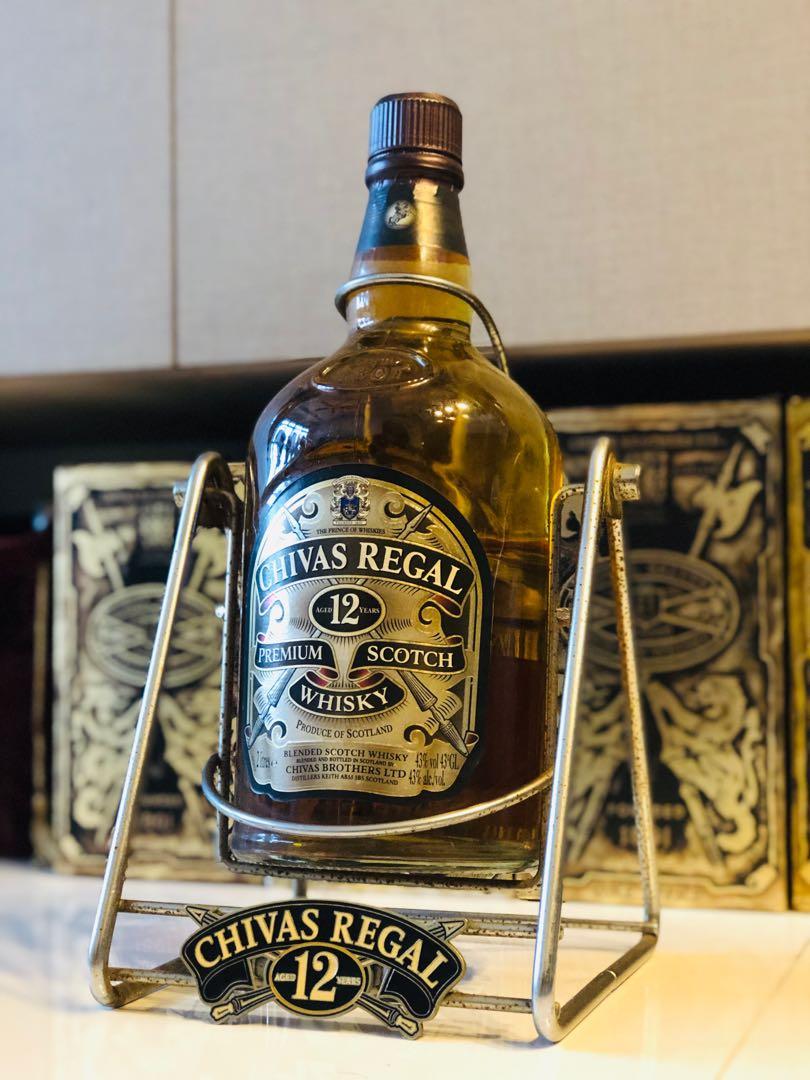 2L HUGE Chivas Regal 12 with Metal Swing & Glass handle 2000ml, Food ...