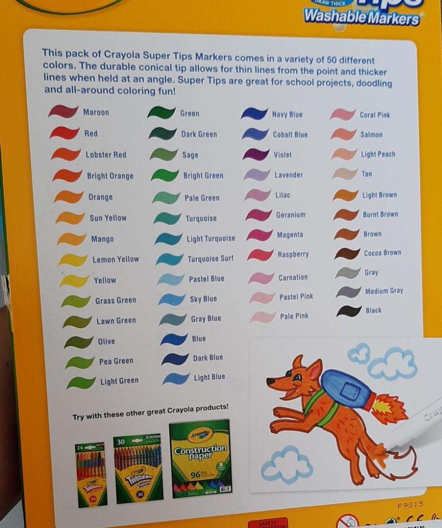 Crayola Supertips Washable Markers (50s) with TEARS on box, Hobbies ...