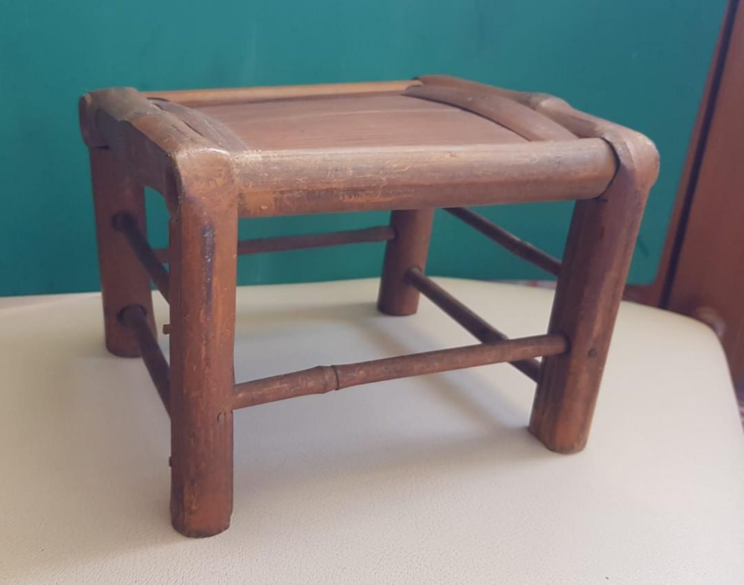 Vintage small wooden bamboo rattan stool, Babies & Kids, Baby Nursery ...
