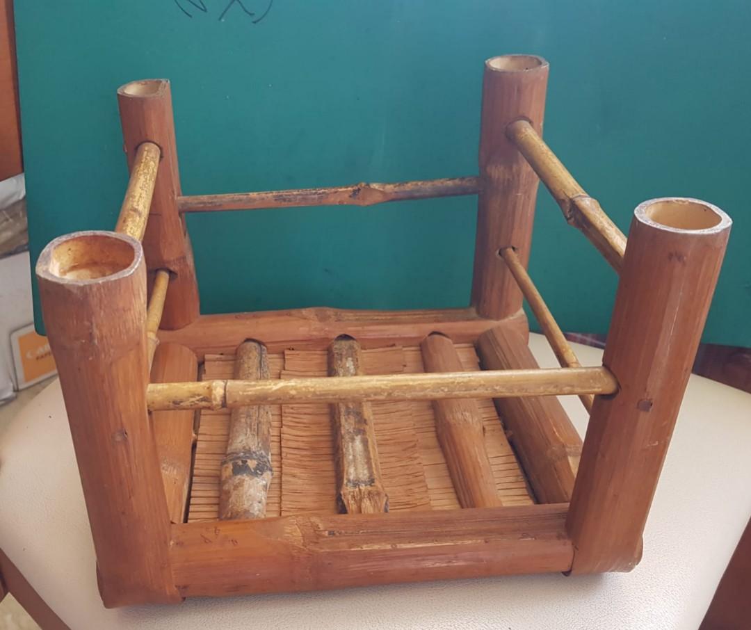 Wooden Stool bamboo rattan vintage 1, Babies & Kids, Baby Nursery ...
