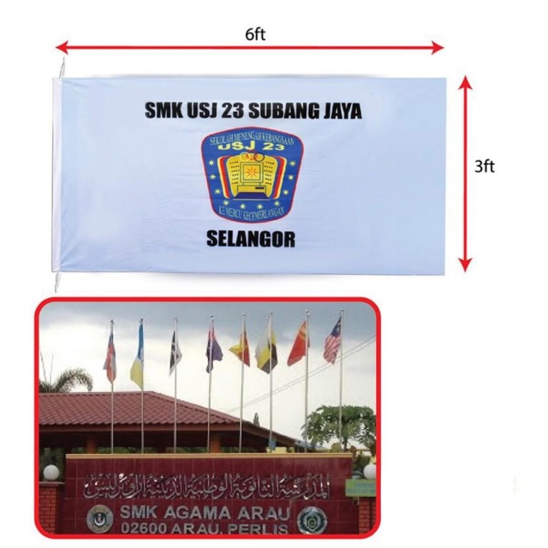 A- Bendera Sekolah Khas 2 x 8ft (2's), Everything Else, Others on Carousell