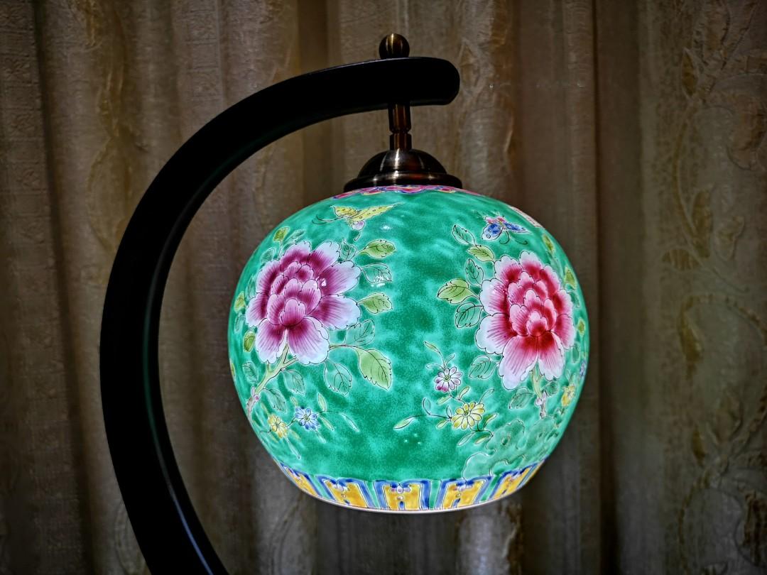 Exclusive Butterfly Green Peranakan Nyonya Lamp, Furniture & Home ...