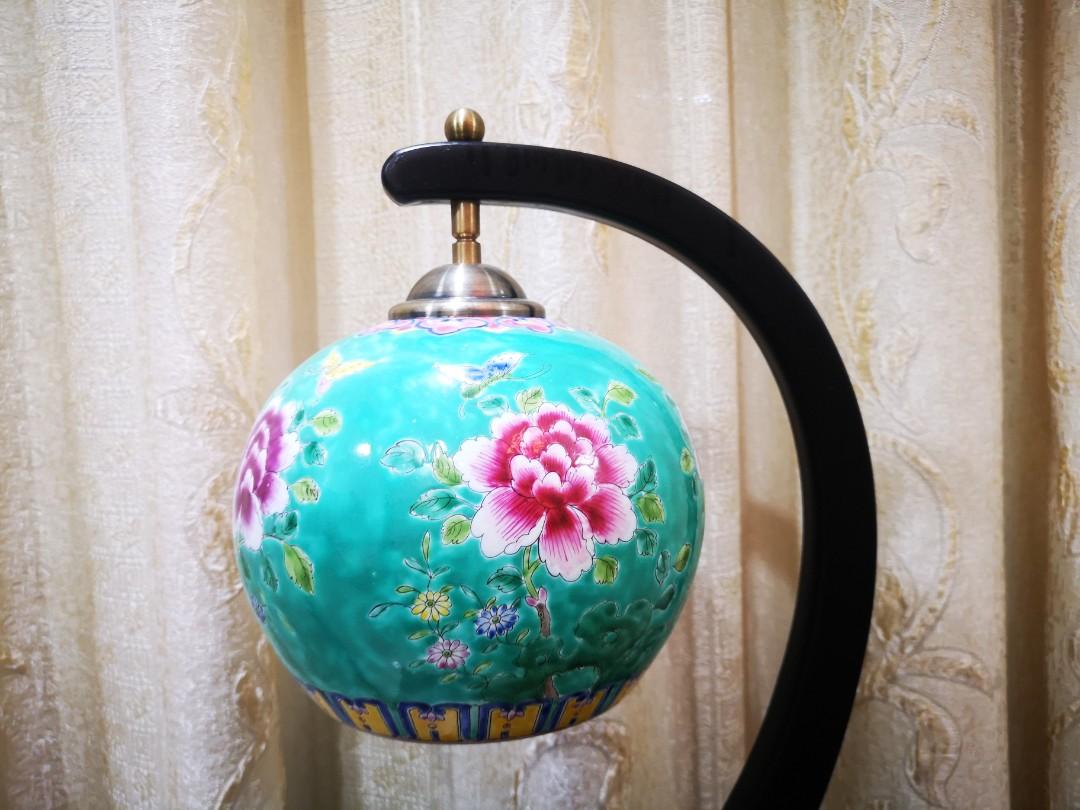Exclusive Butterfly Green Peranakan Nyonya Lamp, Furniture & Home ...