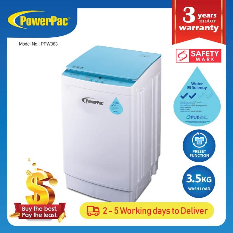 PowerPac Top Load Washing Machine 3.5Kg Washload (PPW883), TV & Home ...