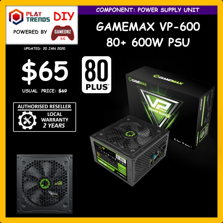 GAMEMAX VP-600 600W PSU 80+ WHITE VP600 COMPONENT, Computers & Tech, Parts & Accessories ...
