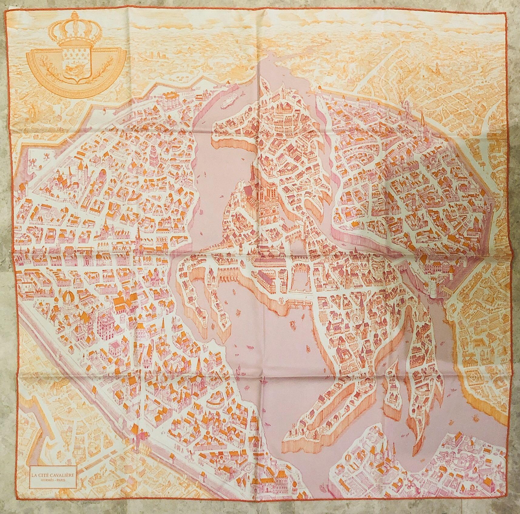 Hermes 90x90 scarf - Map of Paris, Luxury, Accessories on Carousell