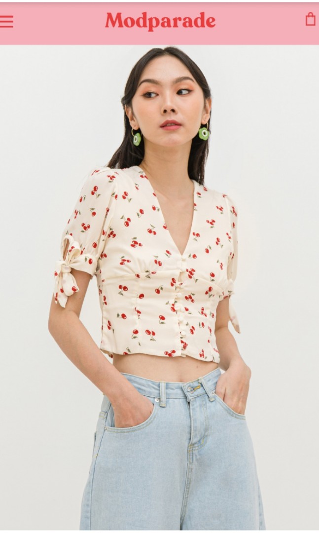 ModParade OMITSU TOP - CHERRIES, Women's Fashion, Tops, Blouses on Carousell