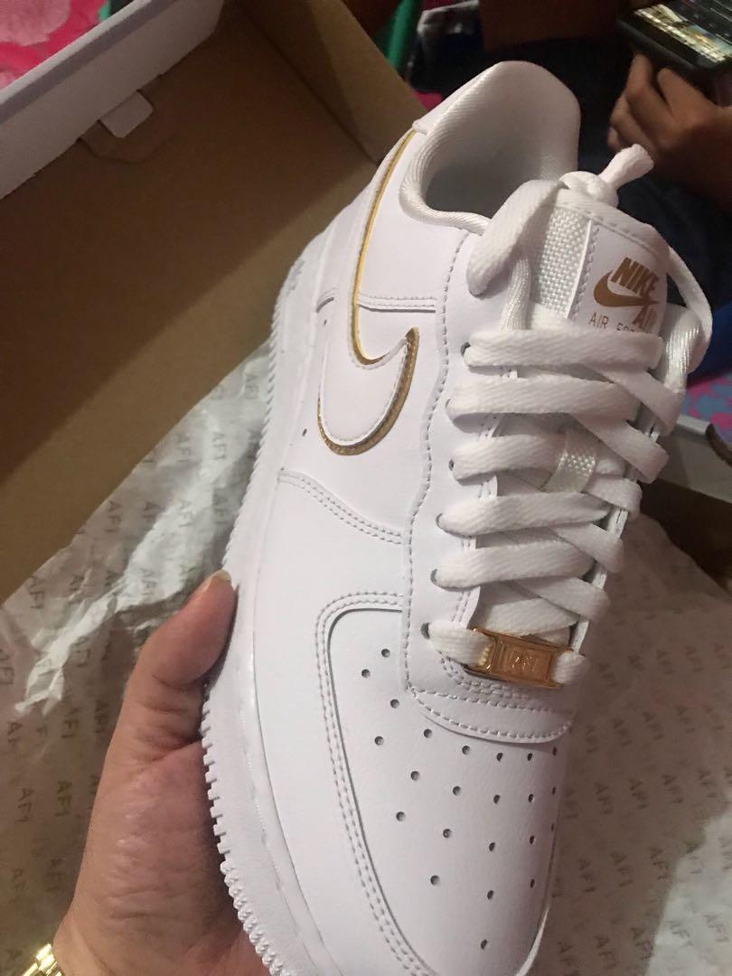 Nike af1 white/metallic gold, Women's Fashion, Footwear, Sneakers on ...