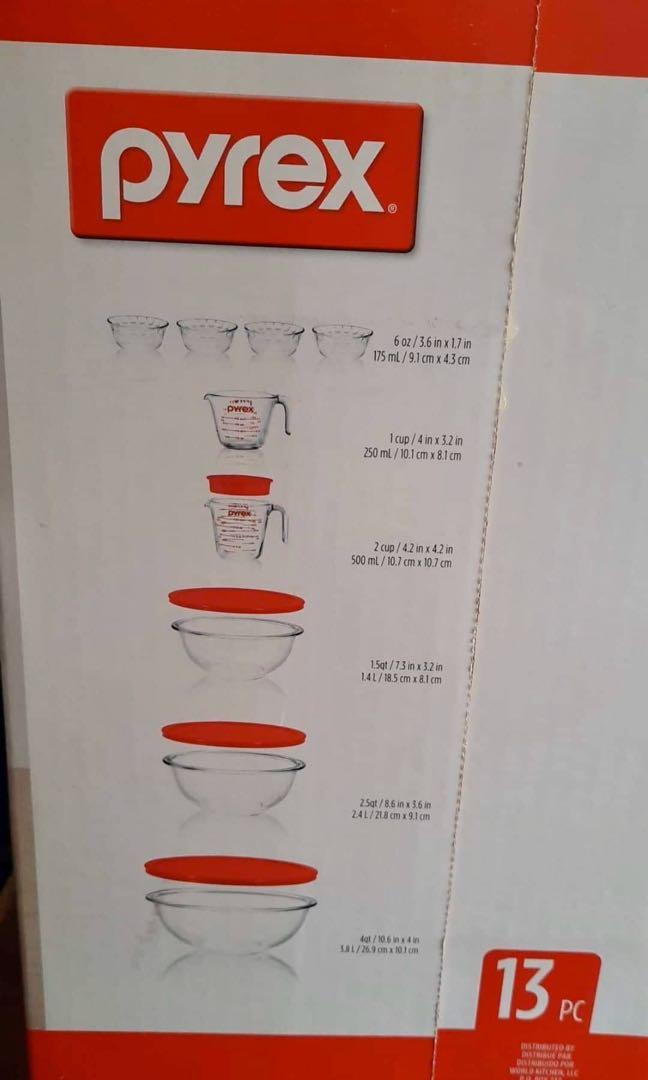 Pyrex 13 pc Glass Mixing Bowls, Furniture & Home Living, Home ...
