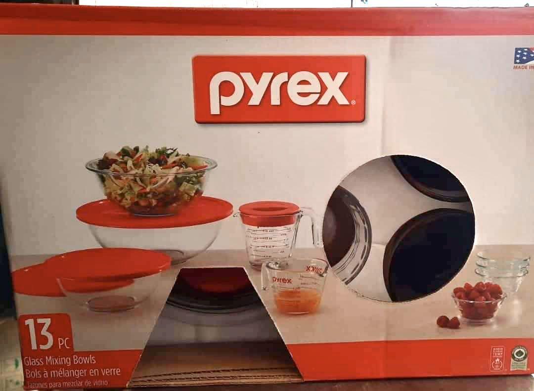 Pyrex 13 pc Glass Mixing Bowls, Furniture & Home Living, Home ...