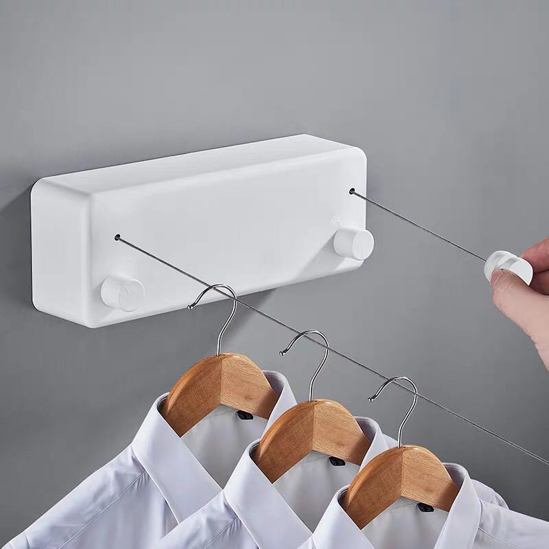 Retractable double clothing line up to 4.2m (white), Furniture & Home ...