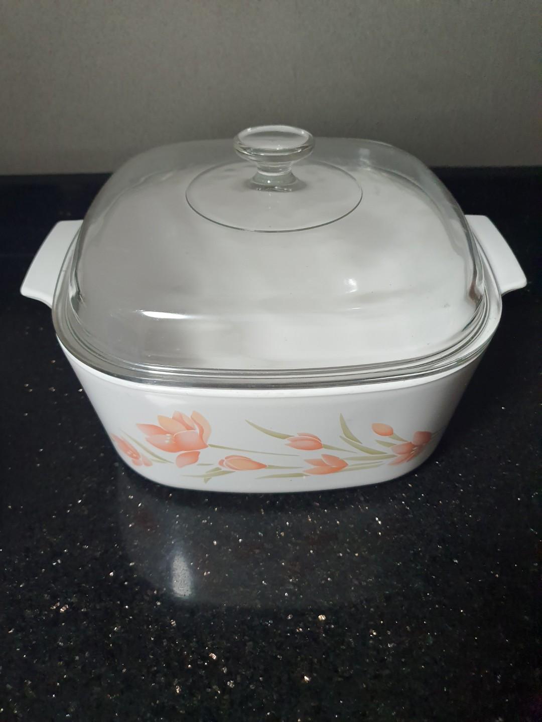 VINTAGE CORNING WARE (LARGE) ORANGE FLOWER DESIGN, Furniture & Home ...