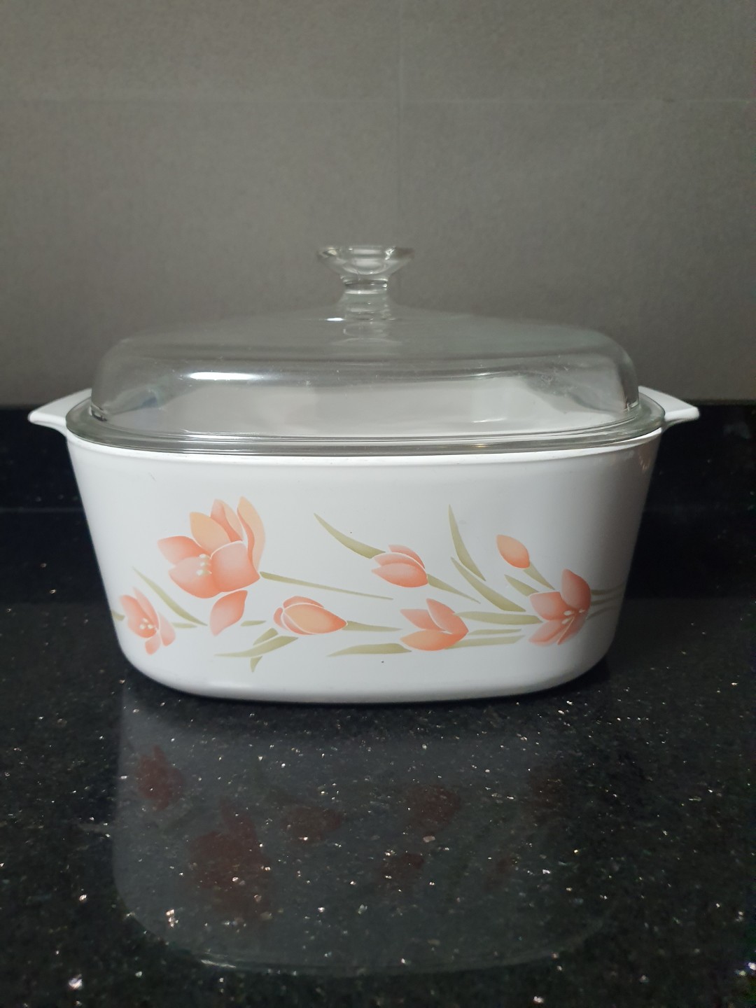 VINTAGE CORNING WARE (LARGE) ORANGE FLOWER DESIGN, Furniture & Home ...