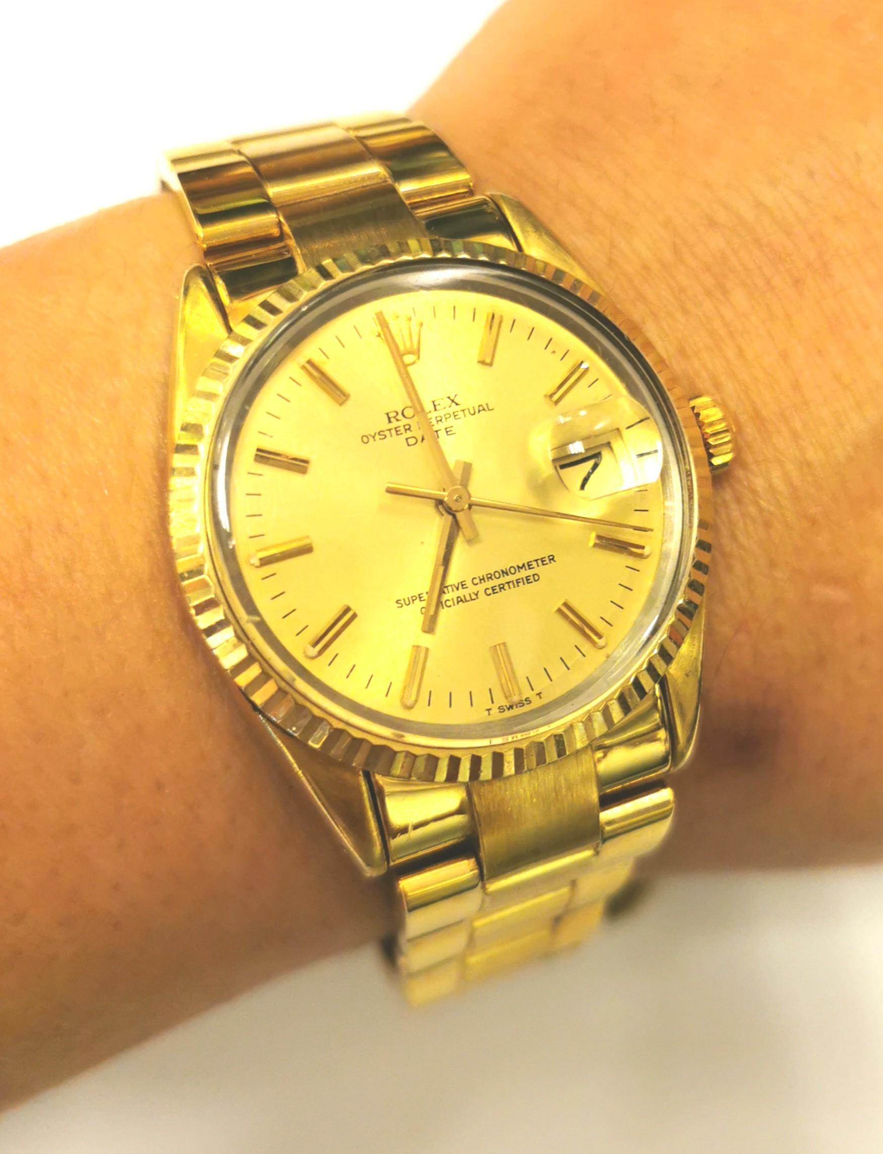 Vintage Rolex gold shell oyster date 15505, Luxury, Watches on Carousell
