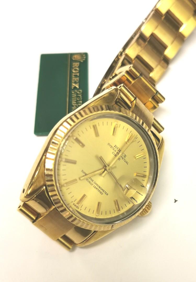 Vintage Rolex gold shell oyster date 15505, Luxury, Watches on Carousell