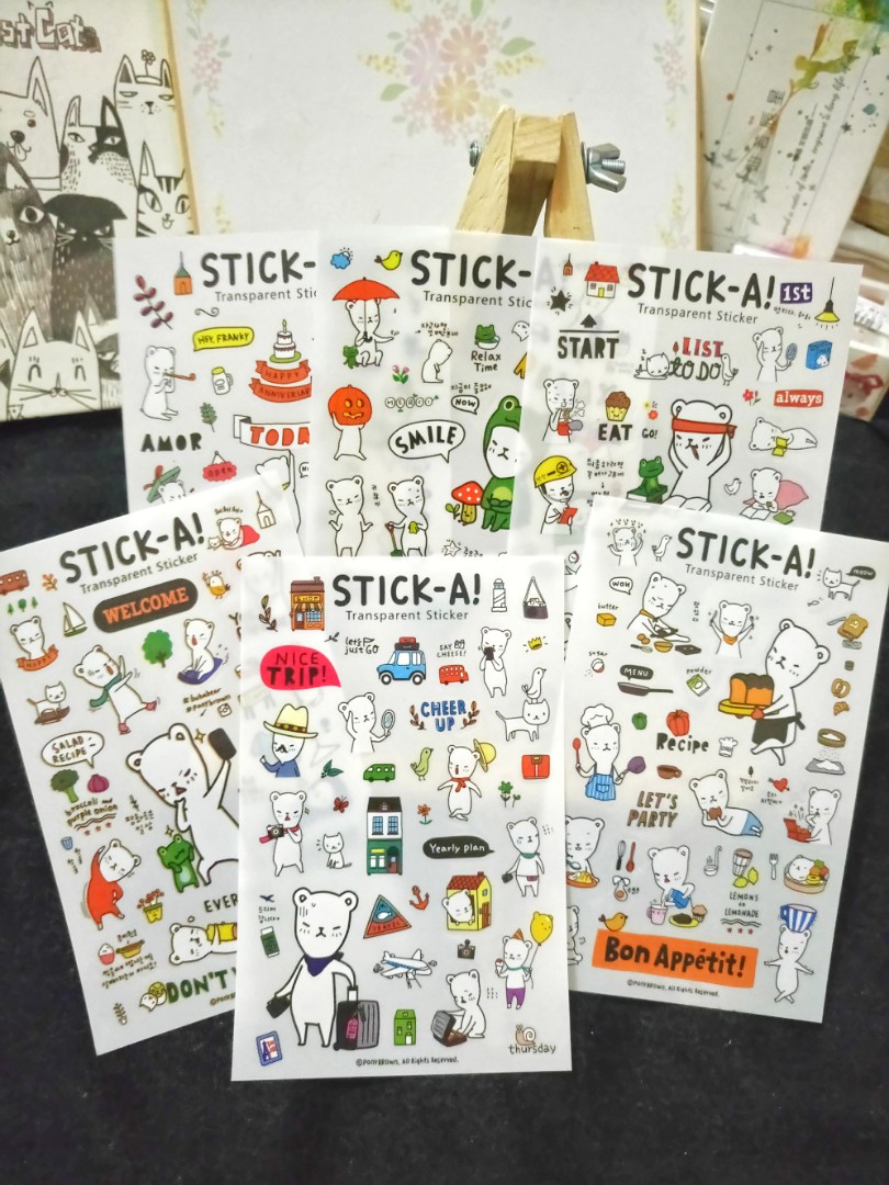 6 Sheets Korean Transparent DIY Planner Diary Stickers, Hobbies & Toys ...