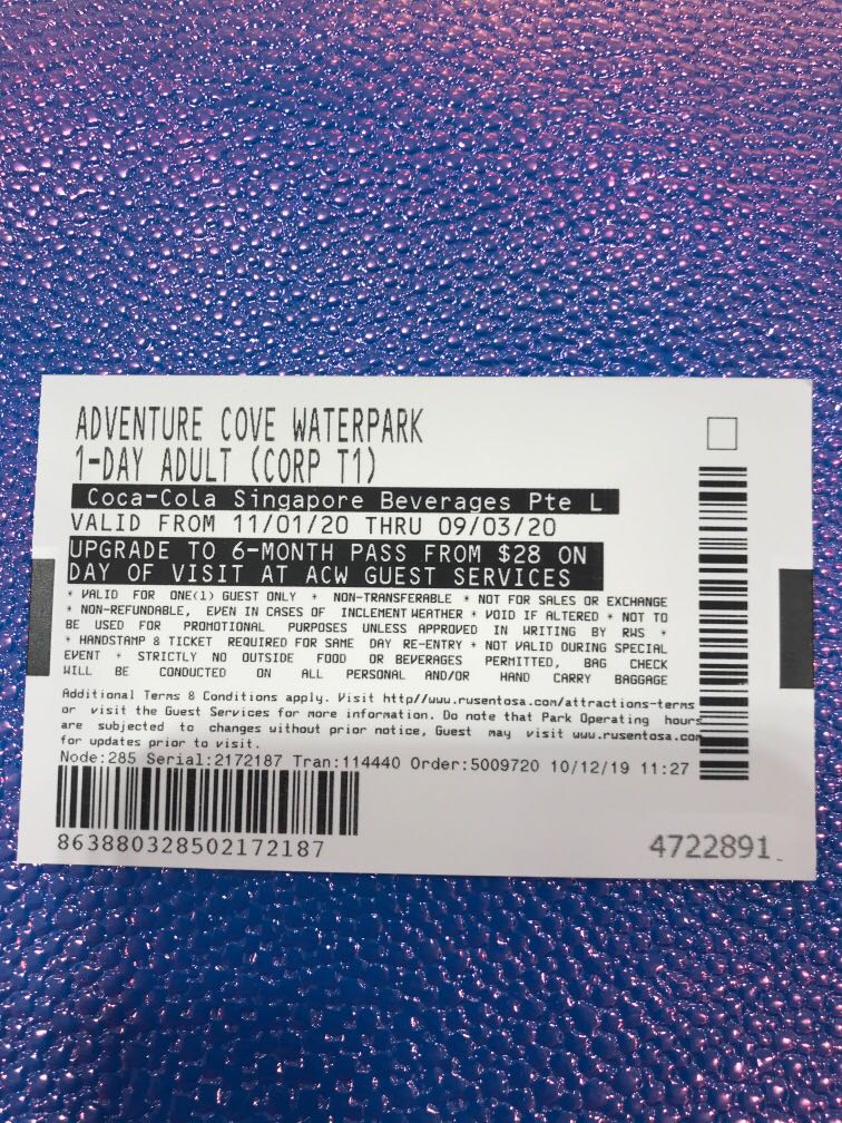 Adventure Cove Waterpark 1-Day Adult Ticket, Tickets & Vouchers, Local ...
