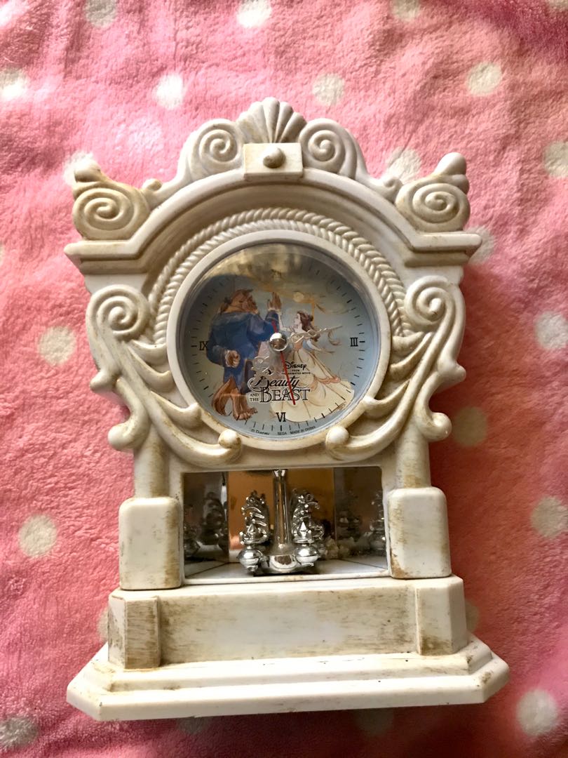 Beauty and The beast Premium Luxury Swing Clock Disney Princess Japan ...