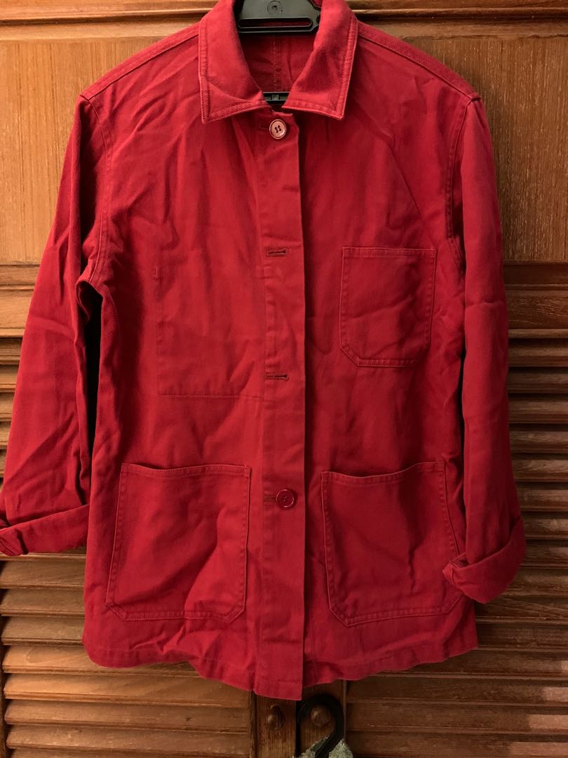 Red long jacket, Women's Fashion, Coats, Jackets and Outerwear on Carousell