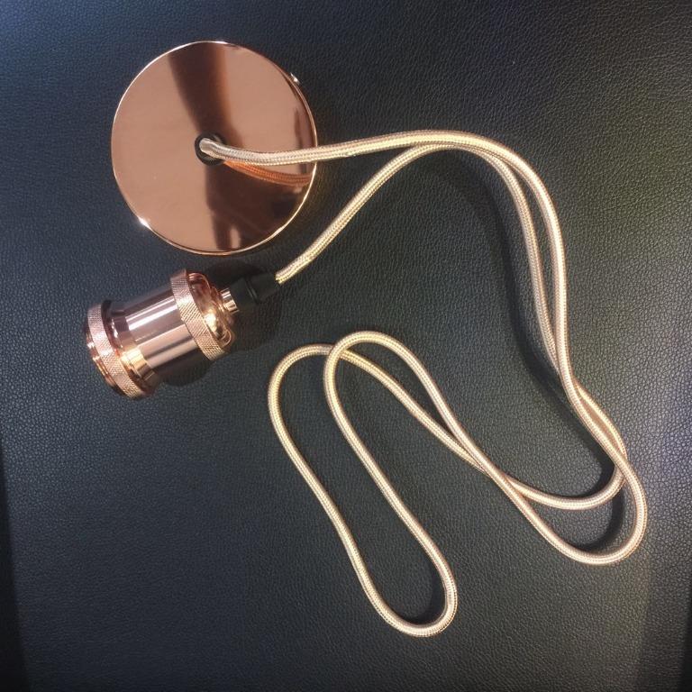 ROSE GOLD PENDANT LIGHT CABLE OR CORD SOCKET CEILING MOUNT - ON HAND ...