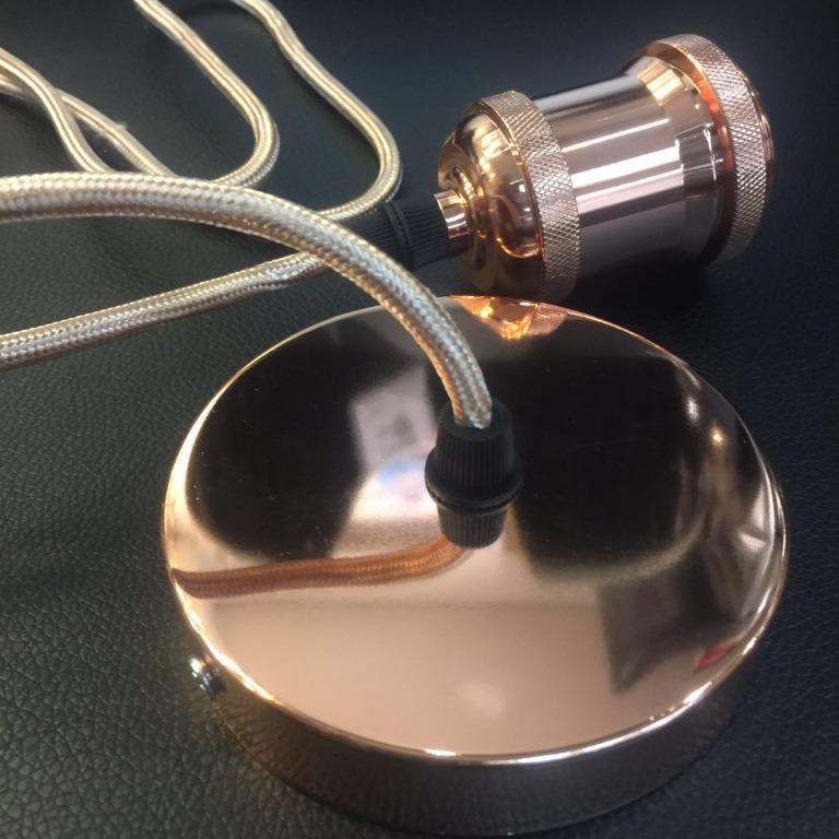 ROSE GOLD PENDANT LIGHT CABLE OR CORD SOCKET CEILING MOUNT - ON HAND ...