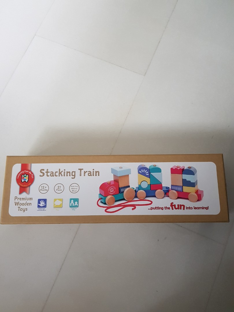 Stacking train wooden toy, Hobbies & Toys, Toys & Games on Carousell