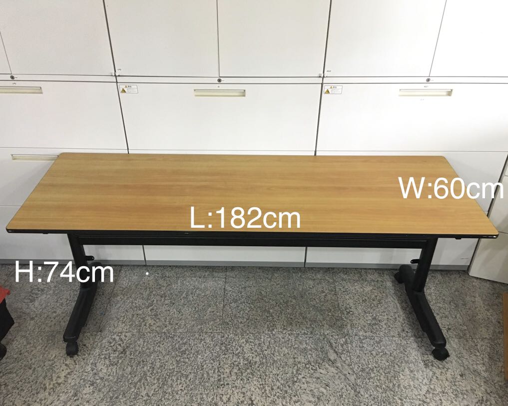 Sturdy Long Office Table on wheels, Furniture & Home Living, Furniture ...